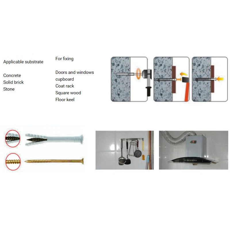 Hammer Fixing Rimless Flat Head Long Set Dark Grey Nylon Plastic Plug ...