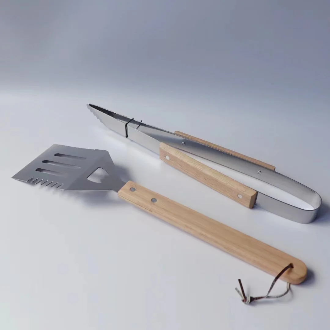 Household Outdoor Portable 5pcs Barbecue Cooking Utensils Wooden Handle ...