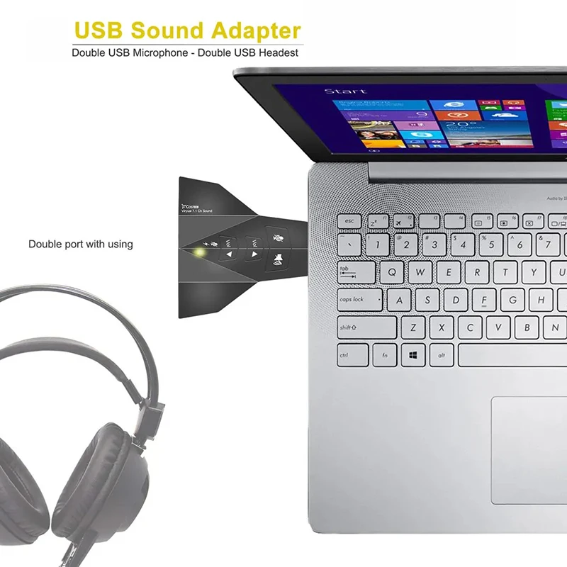 USB Virtual 7.1 Channel Sound Card for Laptop Audio Upgrade