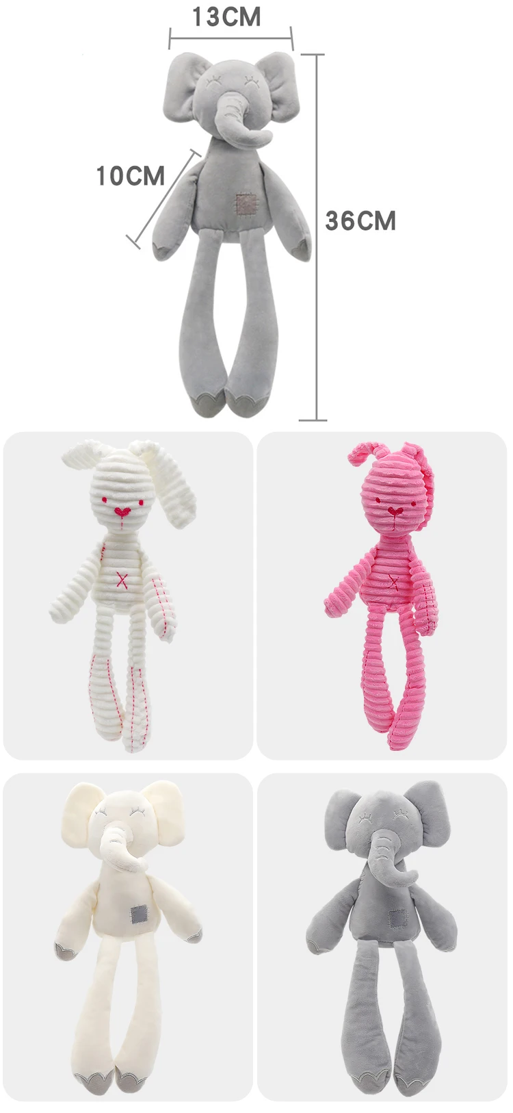 Custom 35cm Long-eared Bunny Rabbit Soft Plush Stuffed Animal Toy For ...