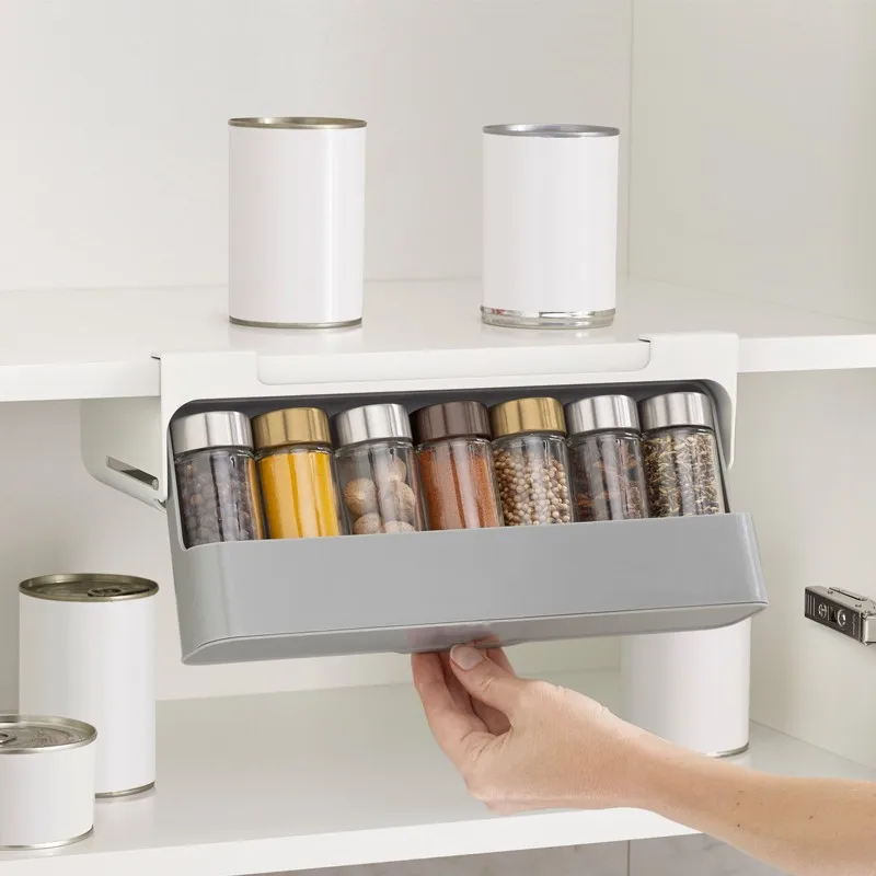 White Kitchen Storage Rack,Non Perforated Wall Hanging Seasoning,Soy ...