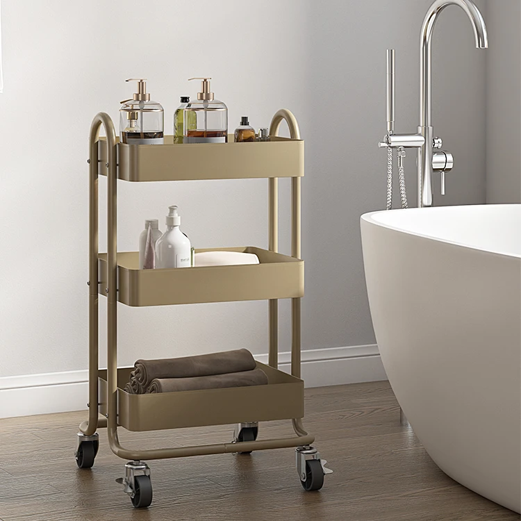 Steelite 3 Tier Rolling Storage Cart Portable Kitchen Trolley Rack ...