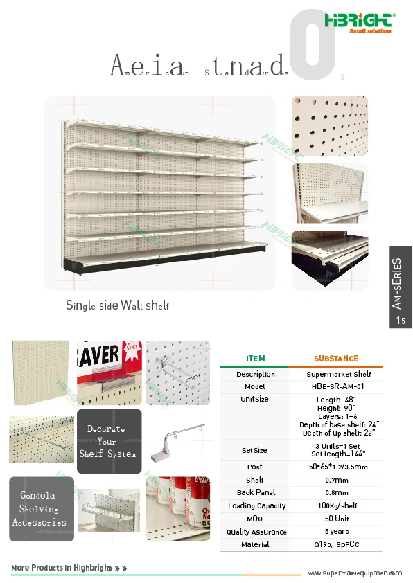 Highbright Display Rack Grocery Store Gondola Shelving Hole Back Panel American Style ...