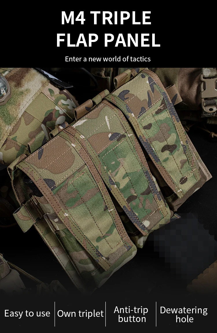Tactical Triple Magazine Pouch Avs Detachable Front Flap Hook Loop ...