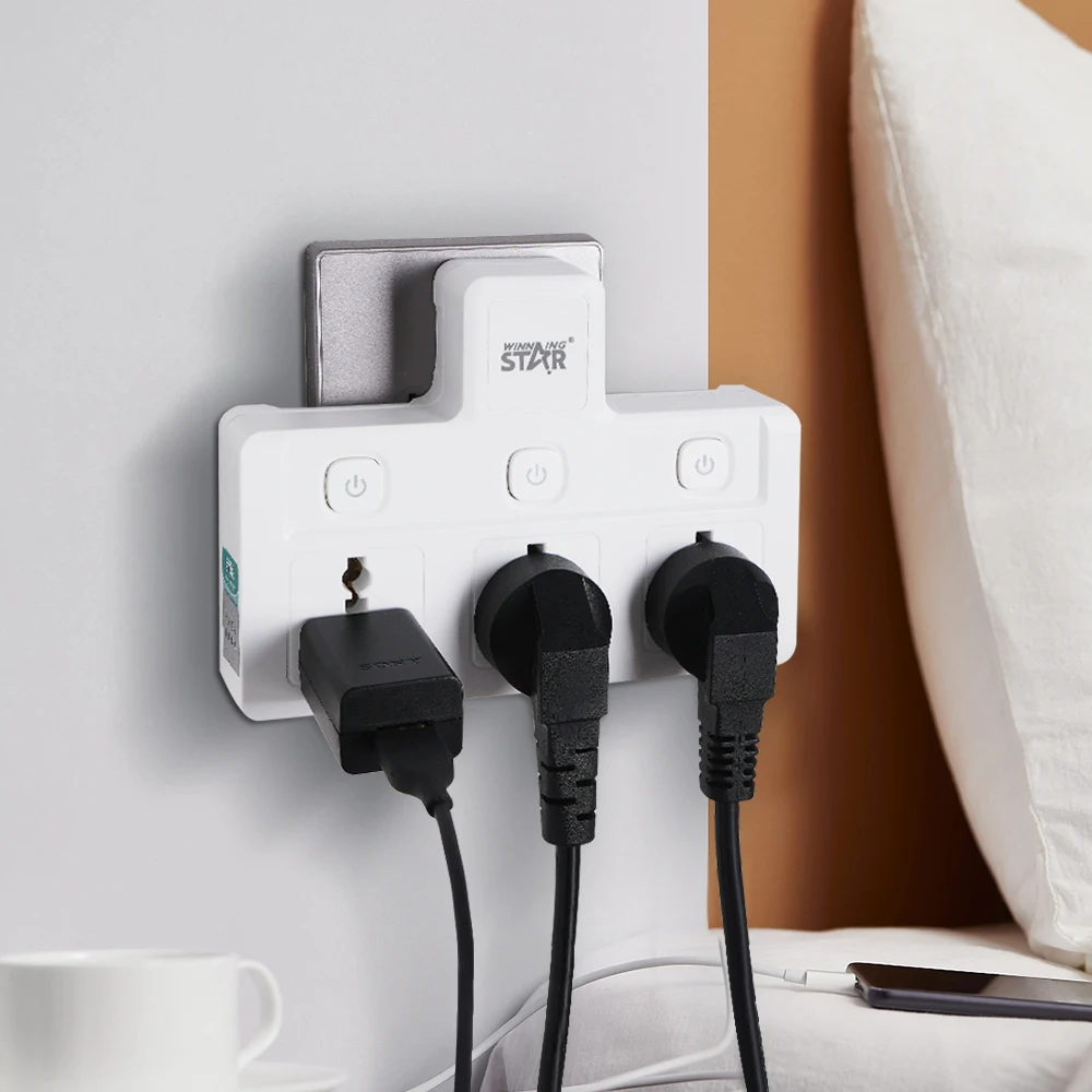 WINNING STAR 10A/2500W Multi-Media Socket - 3 Switches Control 3 Jacks