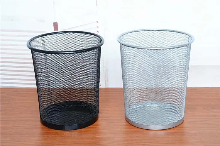Metal Mesh Round Trash Can - Wrought Iron Kitchen Dustbin