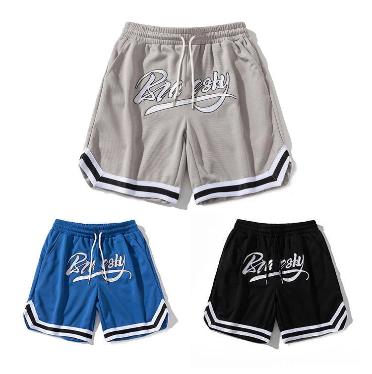 Men Elastic Waist Draw String Shorts Custom Embroidered Basketball ...