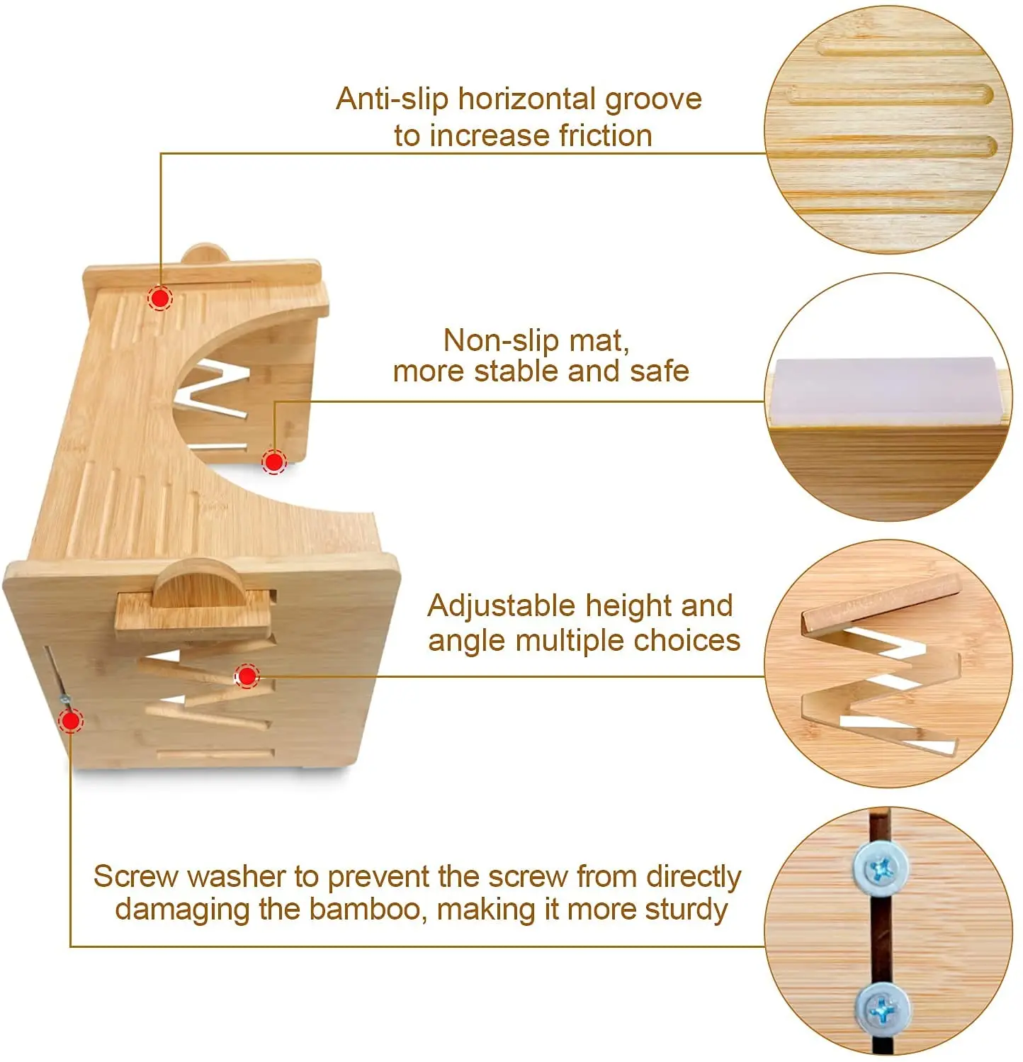 Adjustable Squat Toilet Stool - Sustainable Bamboo Footrest