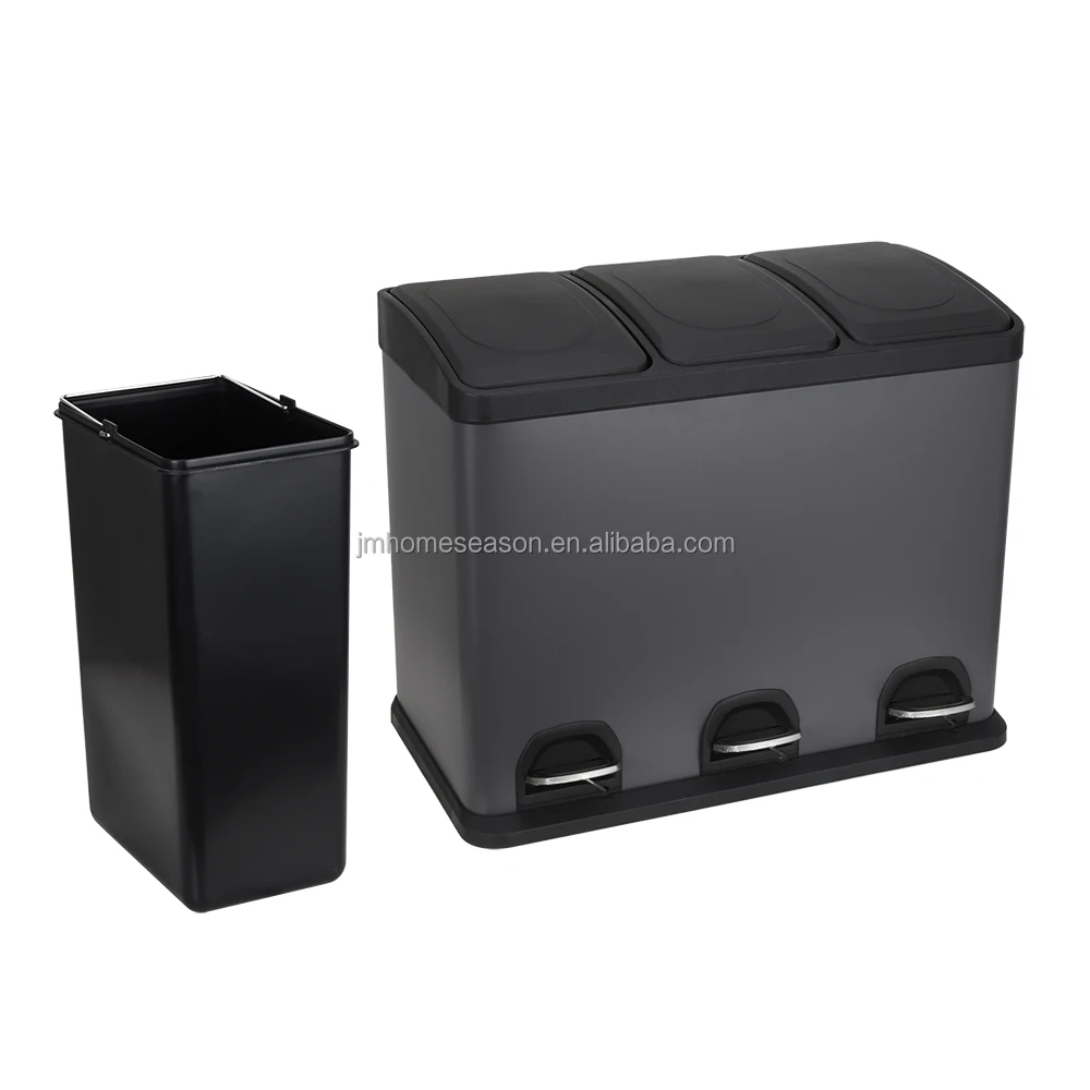 3 Compartment Recycle Trash Can Pedal Bin Recycling Bin With 3 ...