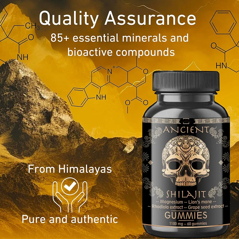 Shilajit Gummies Magnesium Lion's Mane Rhodiola Grape Seed Extract Supplement Immune Brain Skin ...