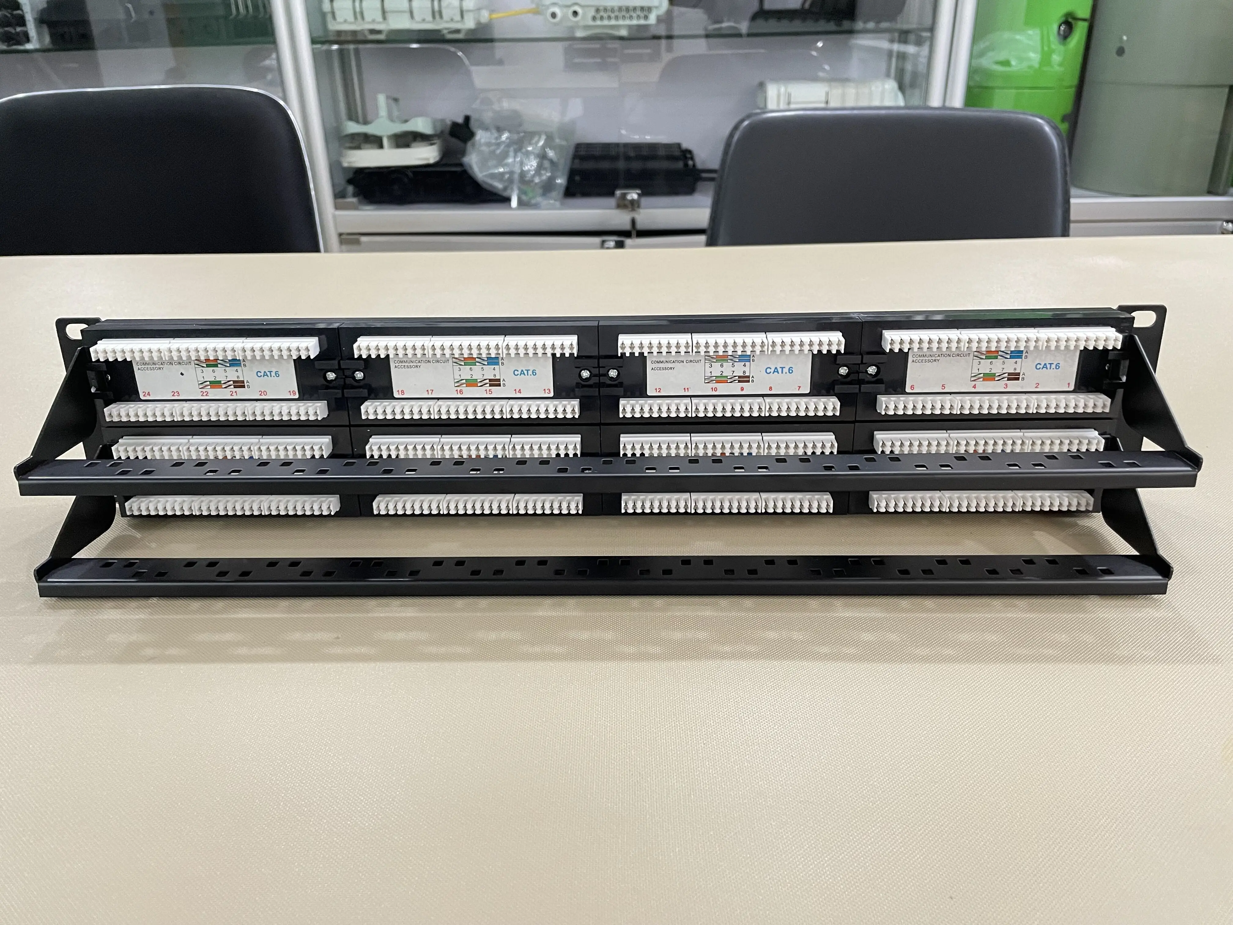 19 Inch 2U Rack Mount RJ45 CAT6 UTP FTP Dual 48 Ports Patch Panel