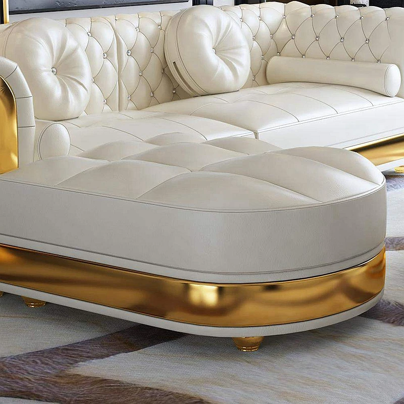 Winforce Tufted Luxury Leather Corner Sofa Couch Living Room Furniture ...