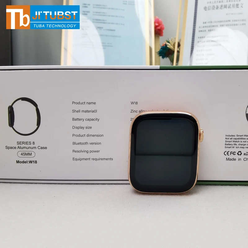 2022 New W18 Smartwatch Series 8 For Men Women Wireless Charger Nfc ...