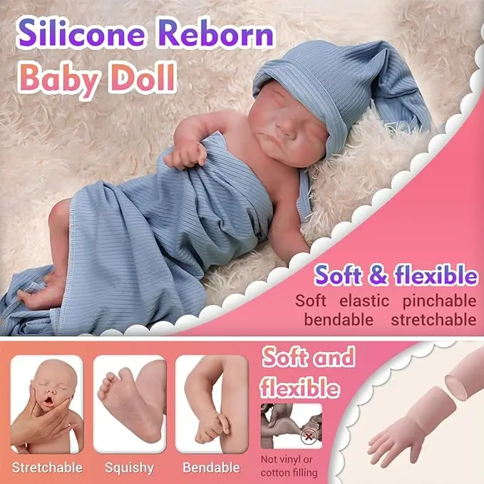 17'' Boy Full Body Silicone Reborn Baby Doll 3d Painted Newborn Solid ...