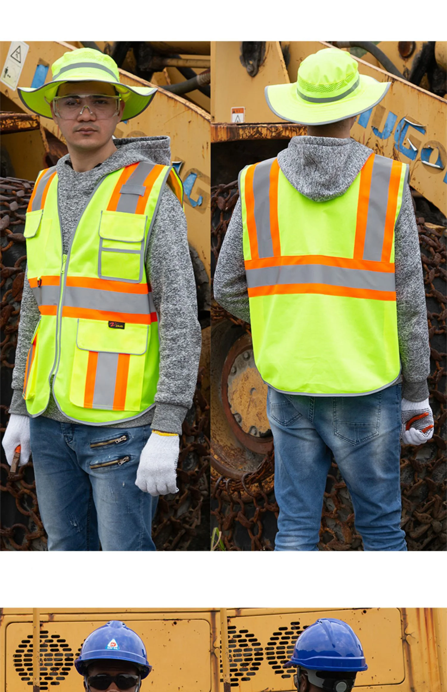 Multi Color Safety Vest Reflective With Pockets And Zipper For ...