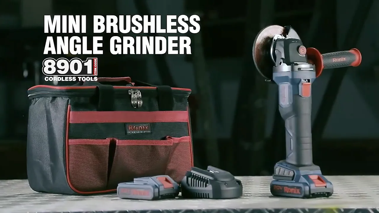 Ronix 20v无刷角磨机8901 115毫米无刷便携式木钢金属切割手持式电动角磨机 - Buy 角向磨光机,无绳角磨机,磨床 ...