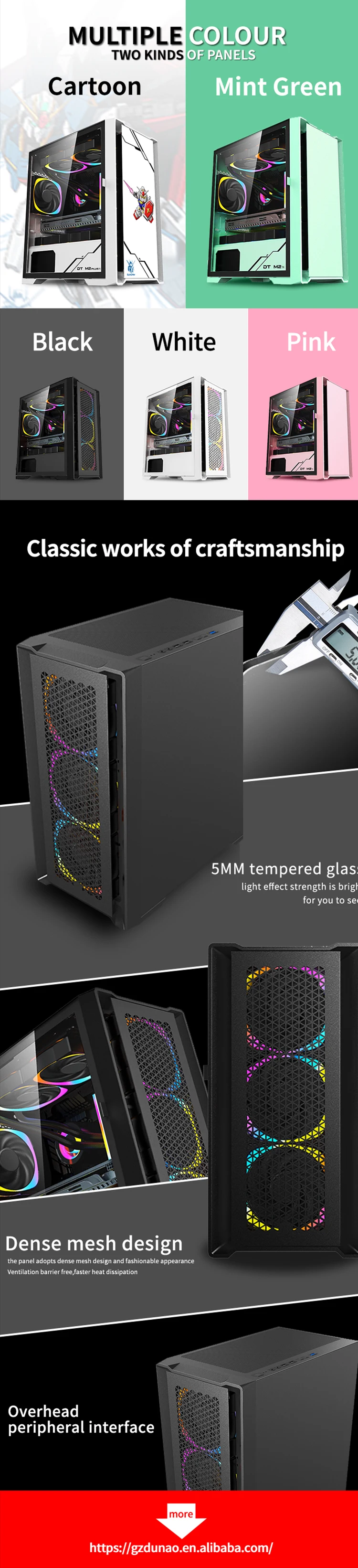 White Gaming Pc Case Micro Atx Mesh Panel Removable Gaming Computer ...