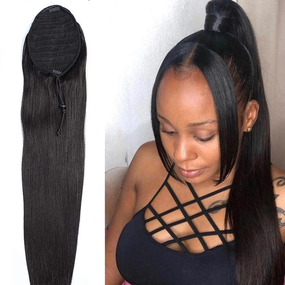 Letsfly Afro Kinky Curly Ponytail Human Hair Extensions for Black Women ...