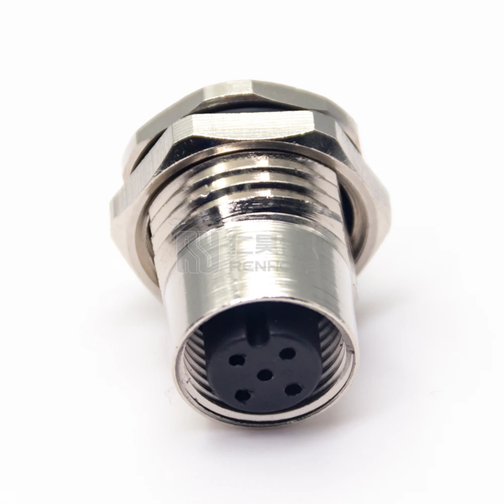 M12 Connector A-coded 5pin 5 Pin Panel Mount Receptacle Male Female ...