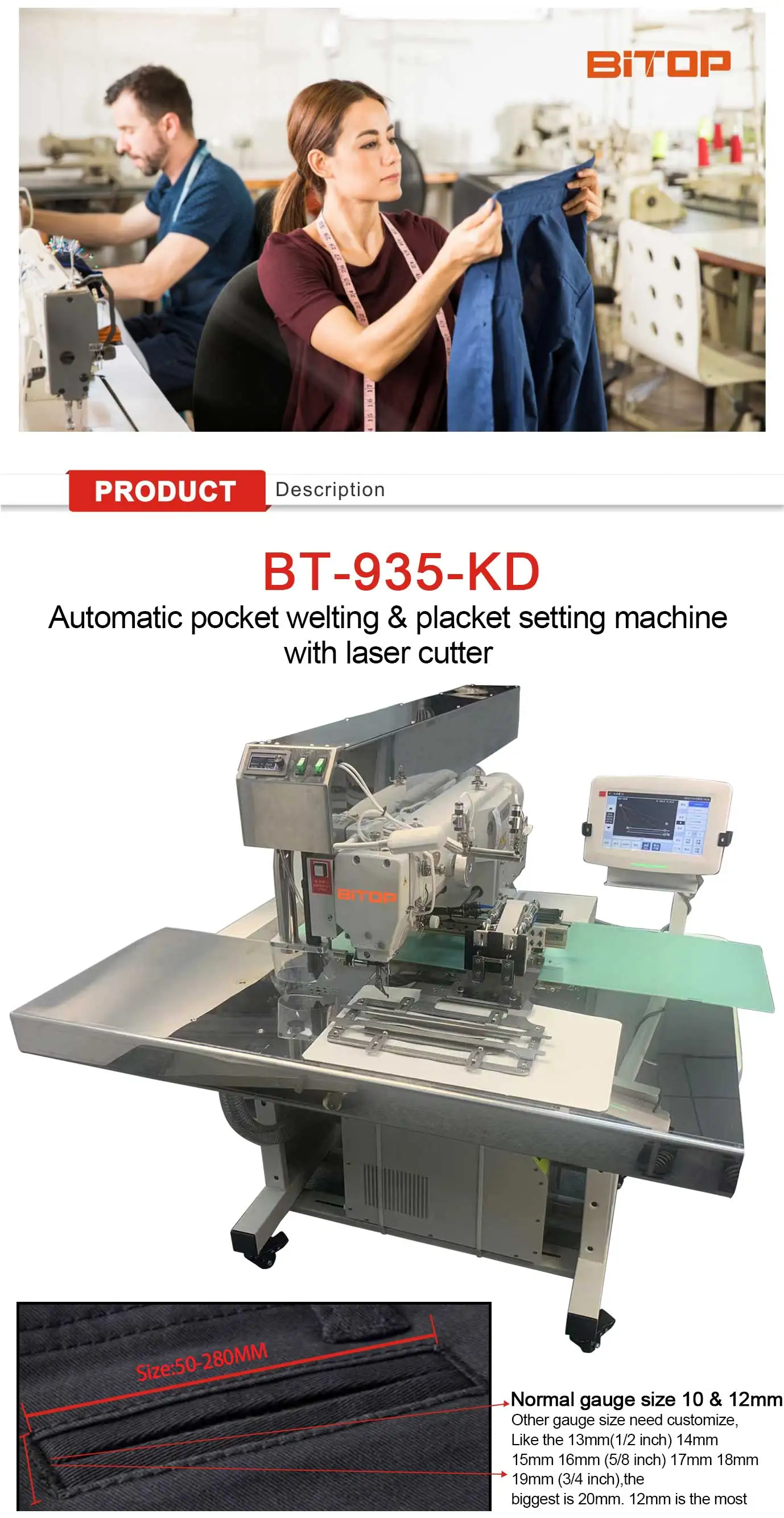 BT-935-KD Automatic Shirt Coat Placket Welting Setting Sewing Machine