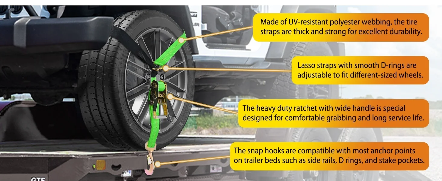 2 Inch 10ft Cargo Lashing Belt Polyester Material Vehicle Transport Car ...
