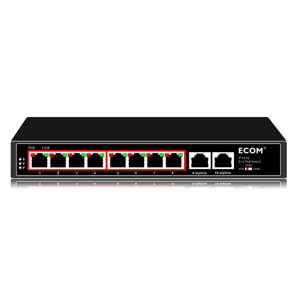Ecom P1410 8*100mbps Poe Ports +2*100m Uplink Rj45 Ports Support Vlan ...