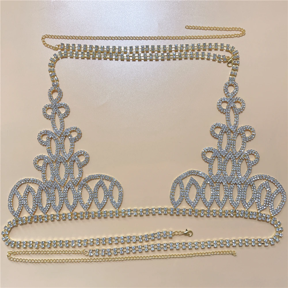 Fashion Rhinestone Sexy Diamond Bras Body Chain Women Nightclub Bikini