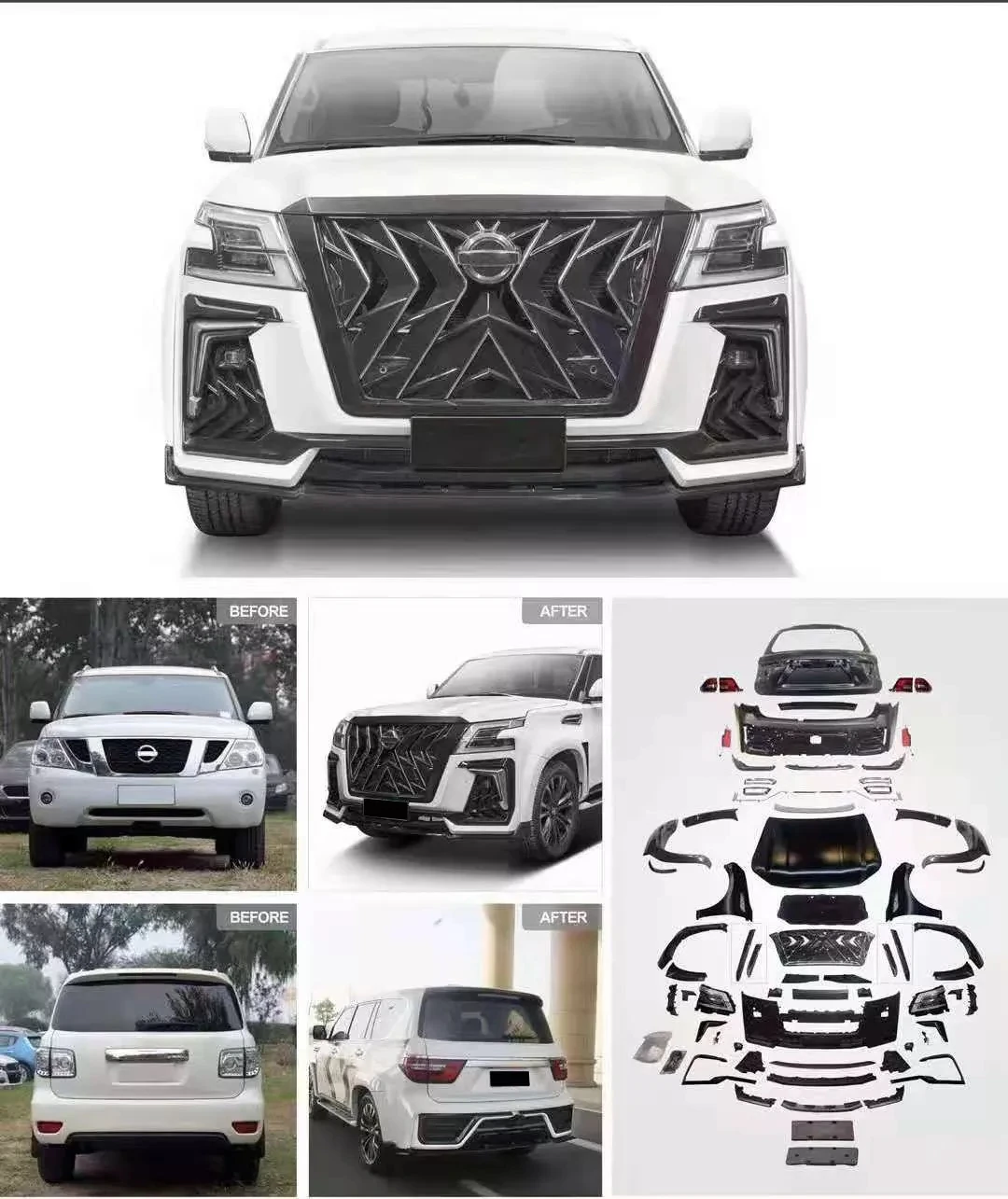 Car Body Kit Modified Black Hawk Edition Front Rear Bumper Grille Hood ...