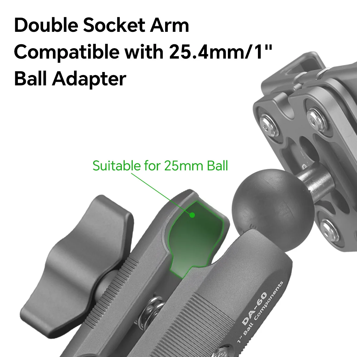FANAUE DA-60 Aluminum Alloy Flexible Double Socket Arm Dual 1" Ball ...