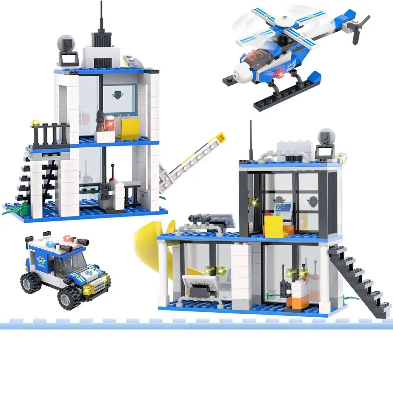 Police Station Building Block Sets 60318 Police Truck Helicopters City ...