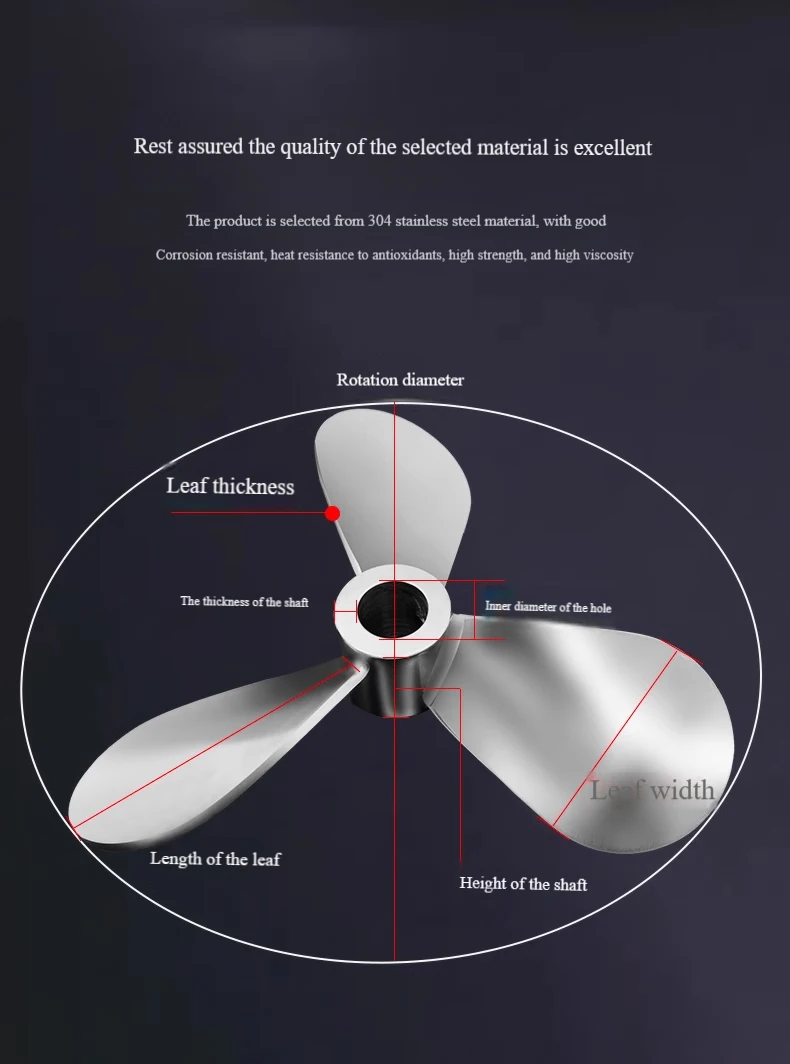 304 Stainless Steel Mixing Blade Wind Blade Three Impeller Dispersion Disk Water Drop Shape ...