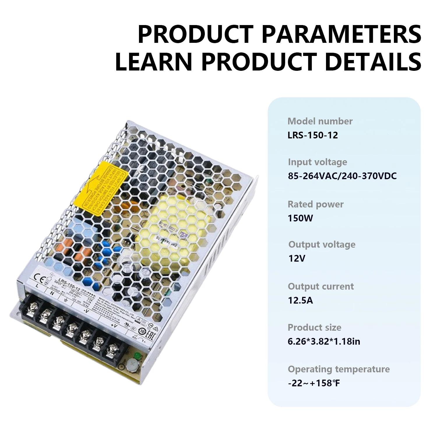 Meanwell LRS XLG EDR LPV 150W 200W 12V 24V 산업용 조명 자동화 디밍이 가능한 LED 드라이버 ...