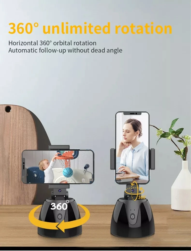 Selfie Stick 360 Rotation Holder Robot Cameraman Auto Face Object Tracking Phone Holder With ...