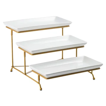 Hot Sale Ceramic 3 Tier Serving Stand With Porcelain Serving Platter ...