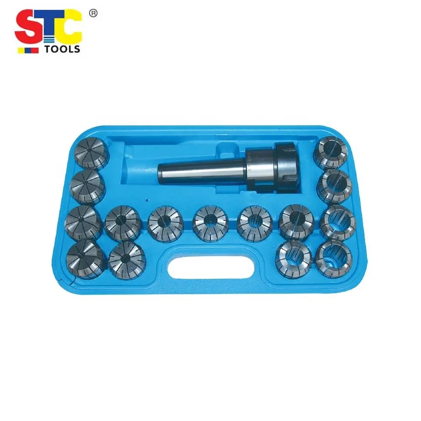 Milling Tool Holder with 15pc Spring Collets R8 Taper Shank Spindle ER ...