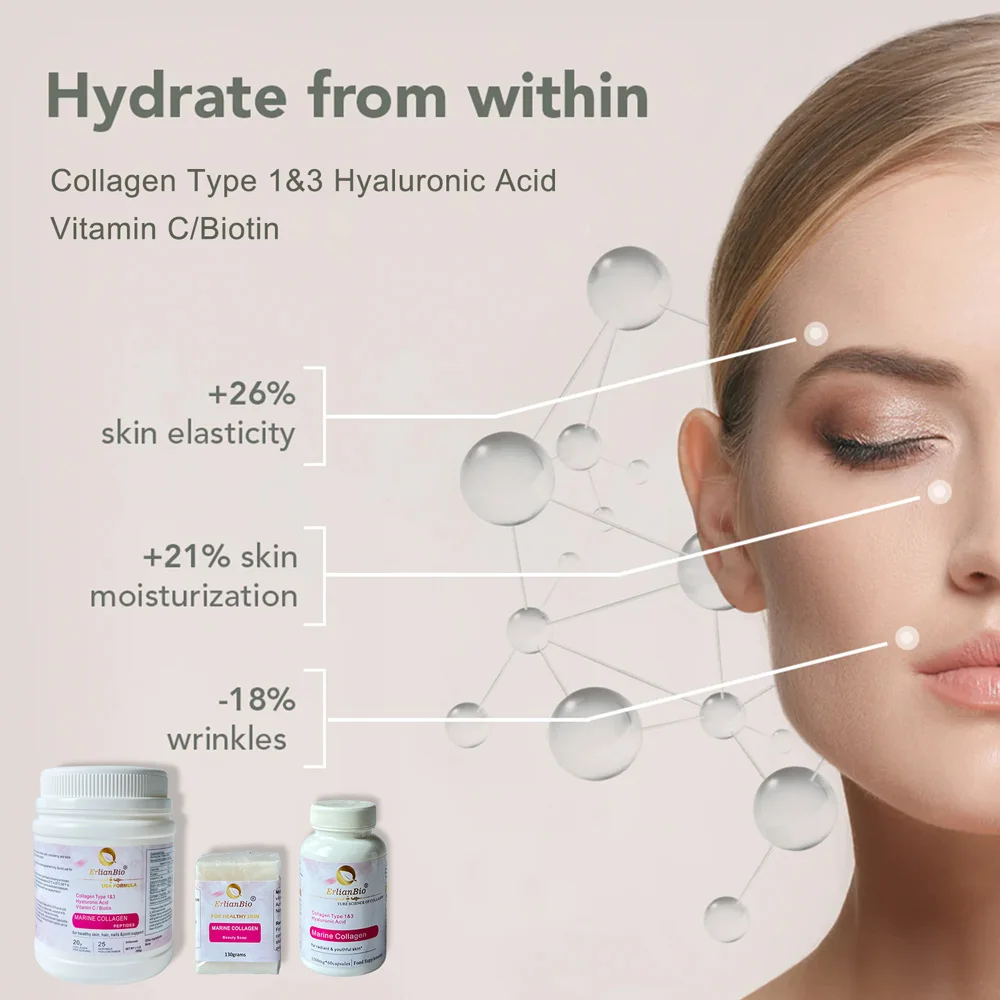 100% Pure Hydrolyzed Marine Fish Collagen Powder with Hyaluronic Acid ...