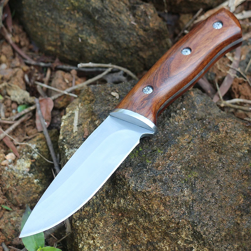 High Quality 440 Stainless Steel Fixed Blade Knife Integral Hunting Survival Knife With Nylon ...