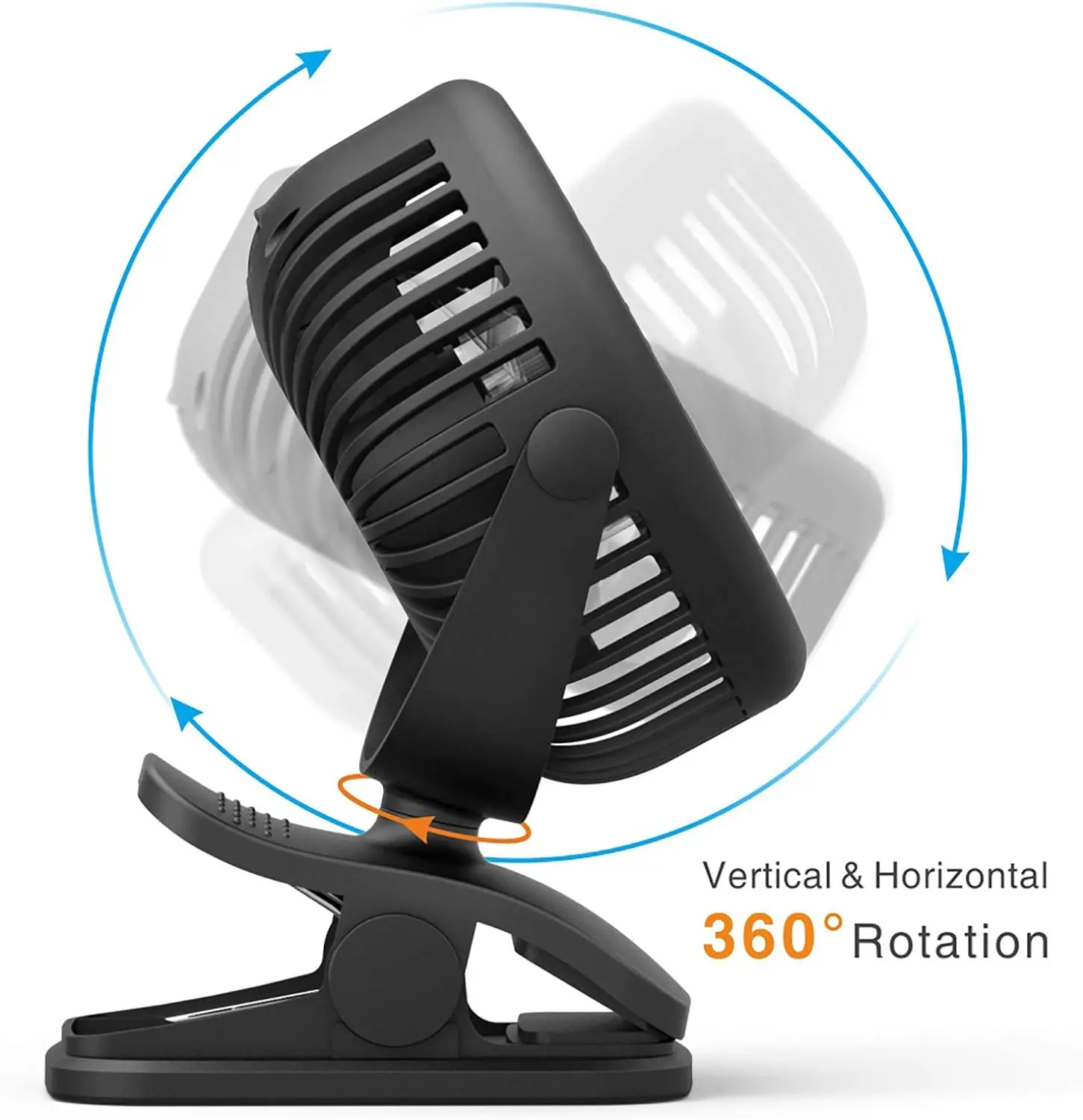Portable Clip on Fan Battery Operated, Small Powerful USB Desk Fan, 3 ...