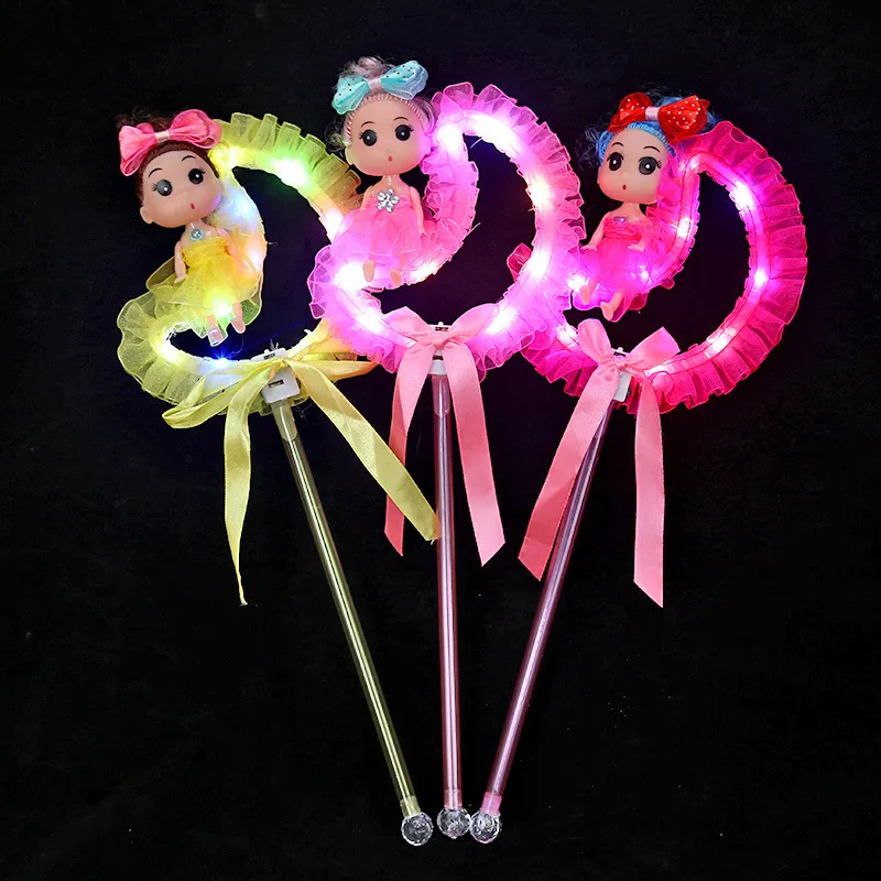 Multiple Styles Kids Cartoon Star Ball Glow Magic Wand Doll Light up ...