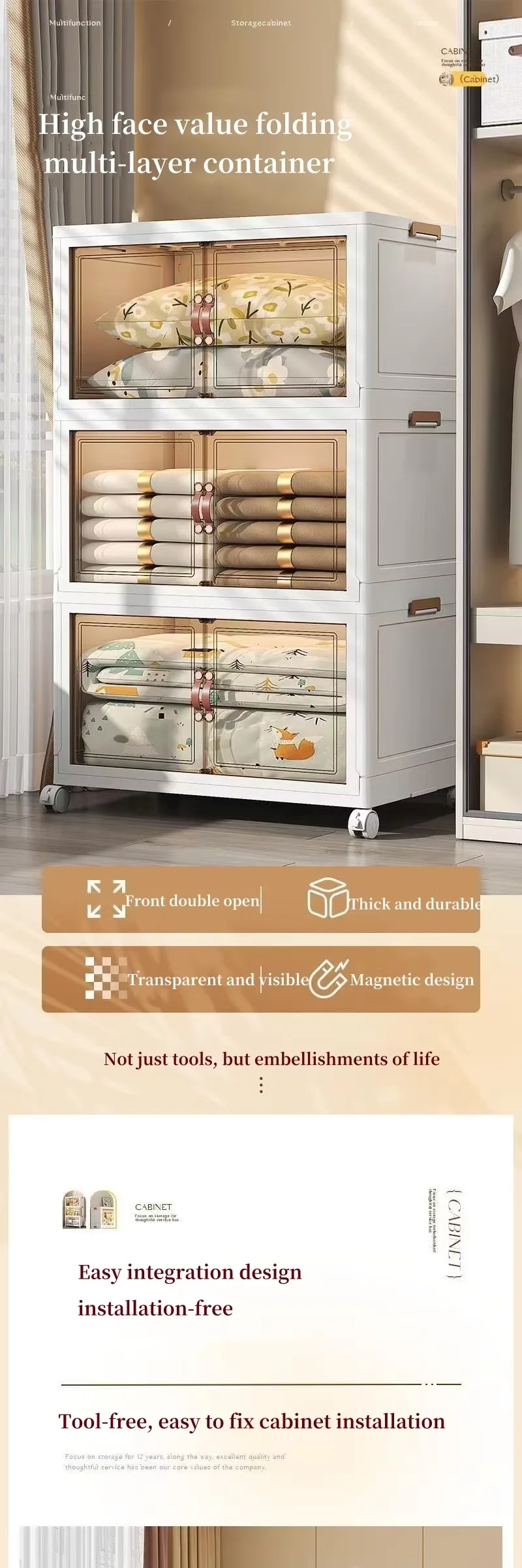 Easy Install Clothes Plastic Folding Bins Box Office Bedroom ...