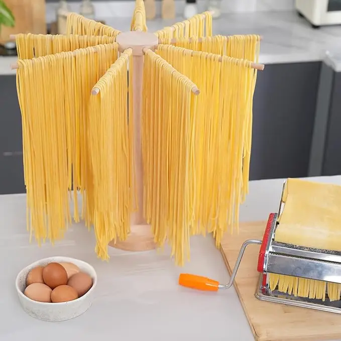 Customizable Wooden Pasta Drying Rack Foldable And Flexible Noodle ...