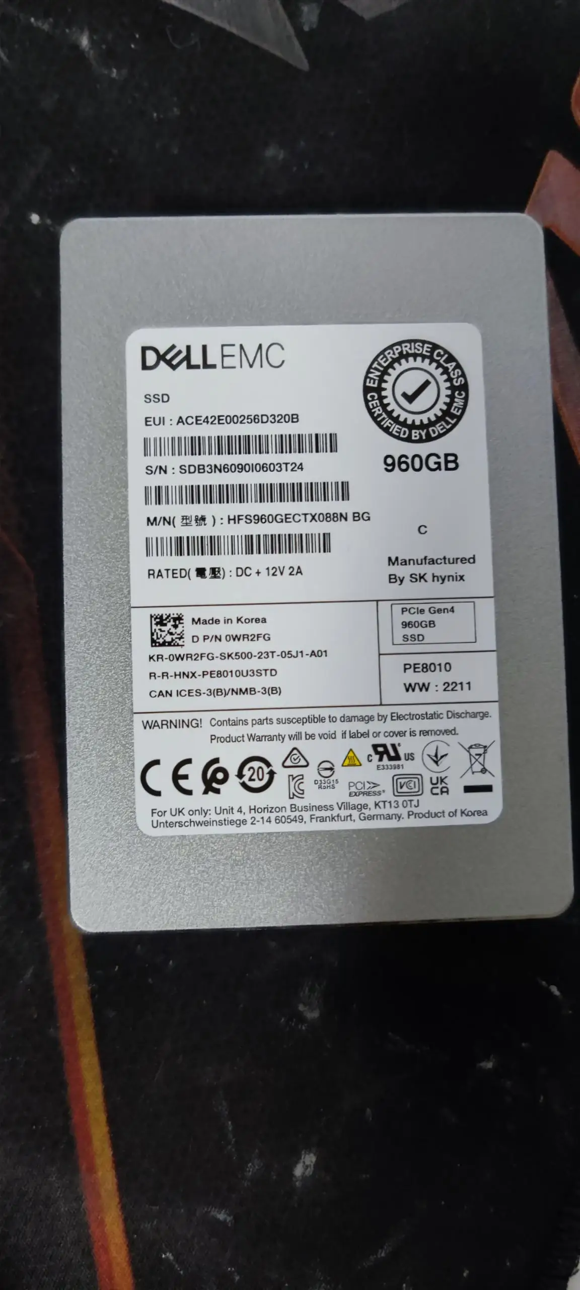 960GB Data Center Nvme Read Intensive AG Drive U2 Gen4
