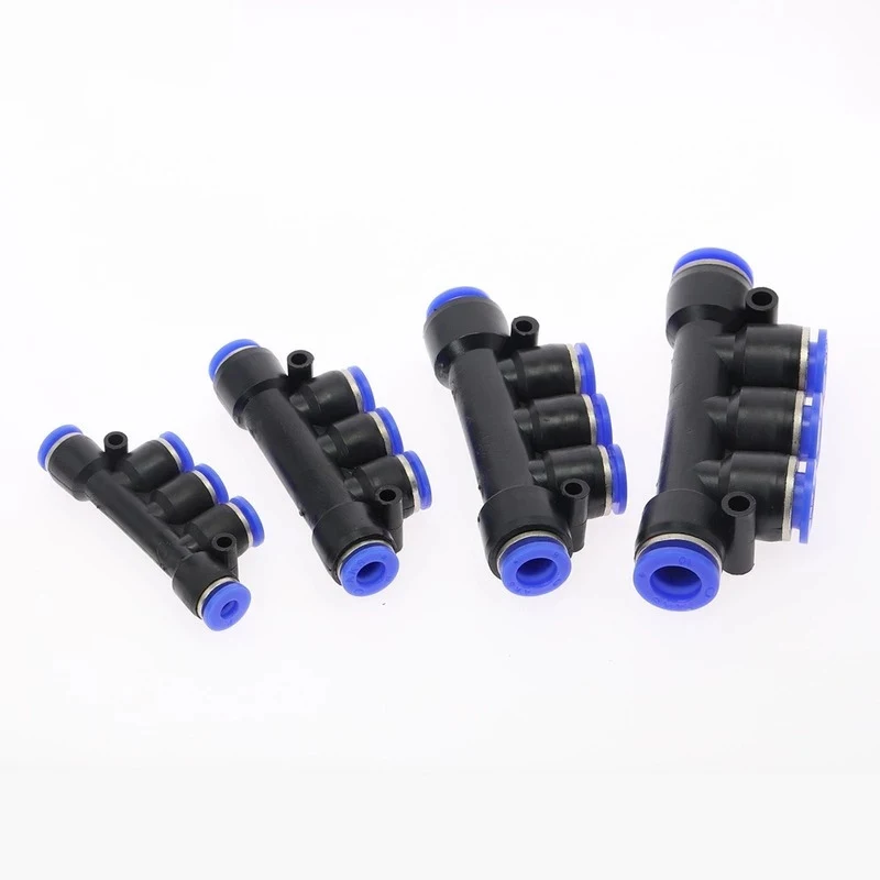 Plastic 5 Way Pipe Fittings Quick Connect Air Hose Pneumatic One Touch ...