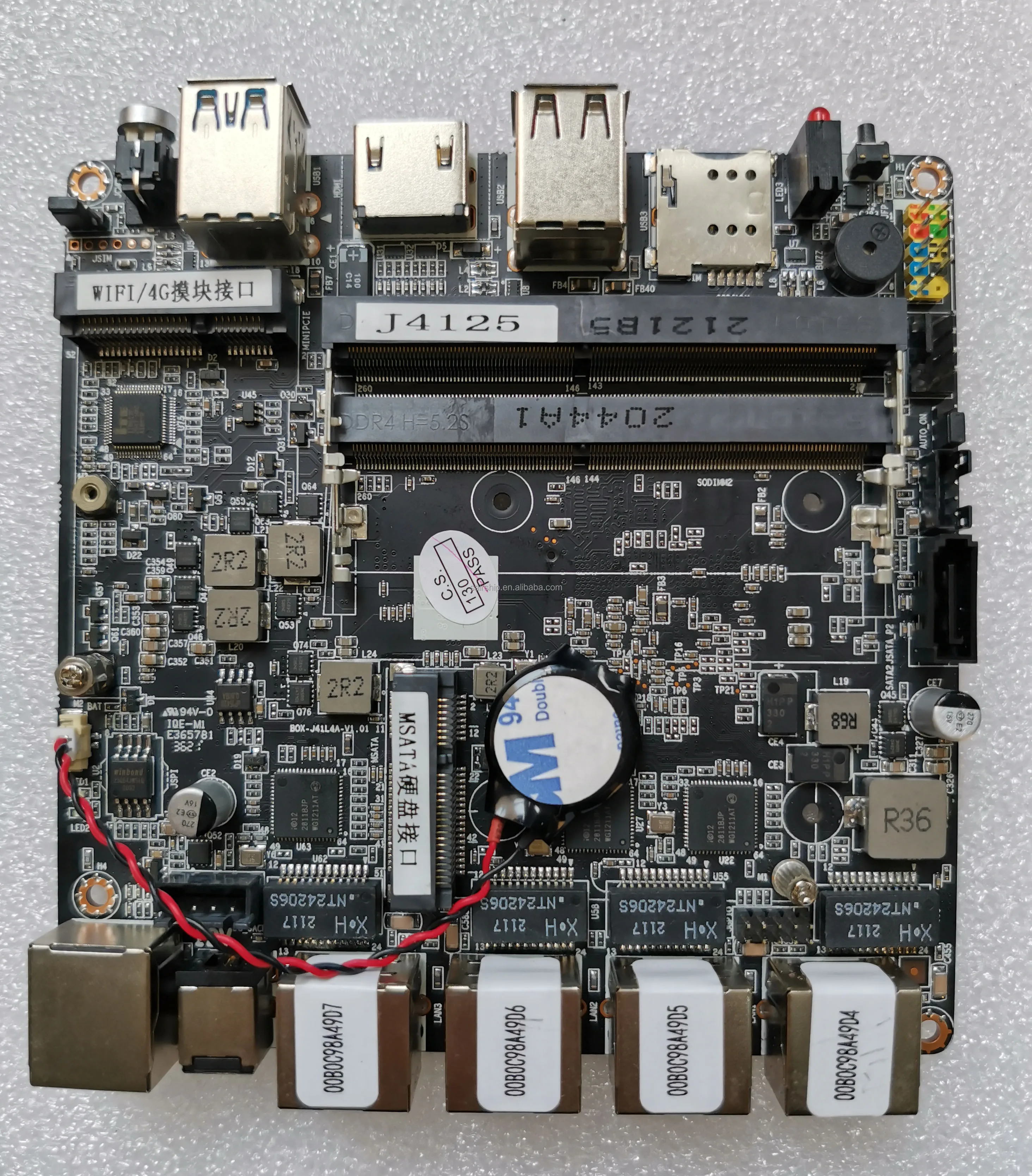 X86 อุตสาหกรรมเมนบอร์ด J4105 N4000 N5000 CPU 4 LAN Quad core nano itx ...