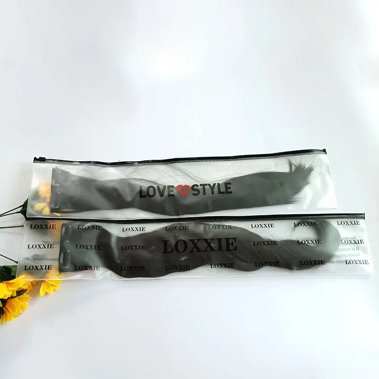 Custom Logo Plastic PVC Ziplock Bags for Hair Extensions