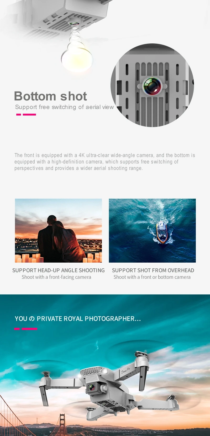 Drone E88 Wifi Fpv Rc Dron With Dual Pro 4k Hd Camera Wide-angle Remote ...