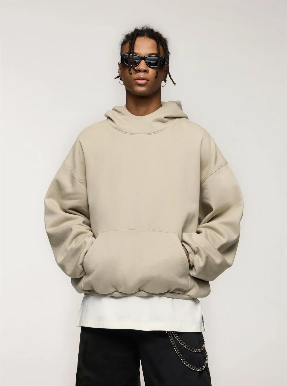 Double Hood Oversized Heavyweight Fleece Hoodie for Men | Quickshow OEM ...