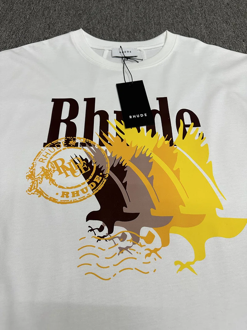 Rhude New High Street American Summer Sailing Slogan Logo Print Retro ...