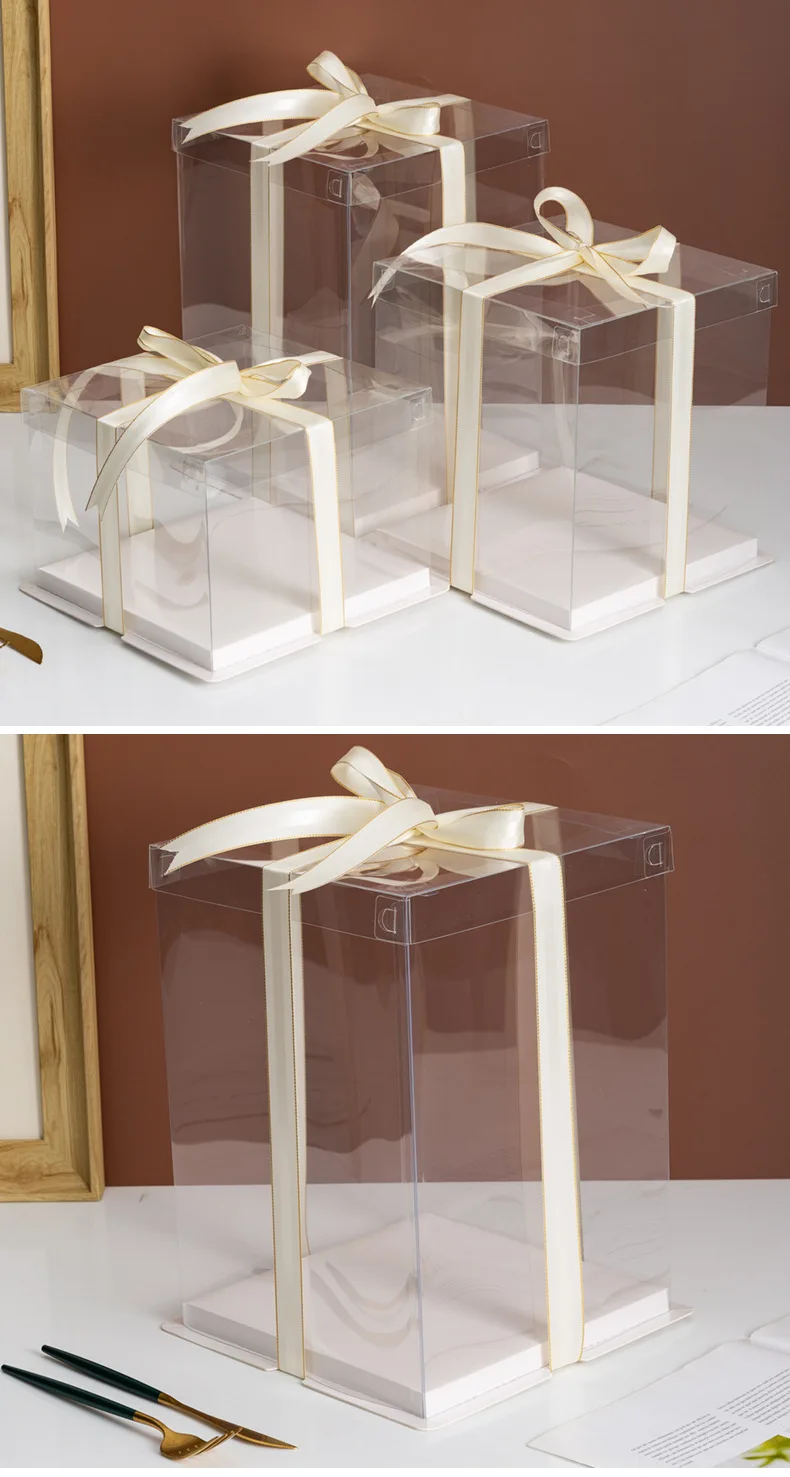 Wholesale Birthday Cake Plastic Box Disposable Baked Goods Transparent ...