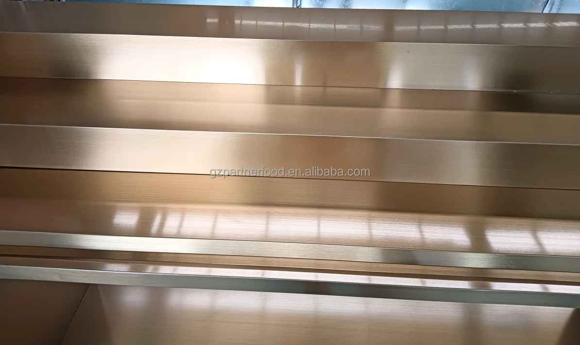 Stainless Steel Golden Color Liquor Display Cabinet